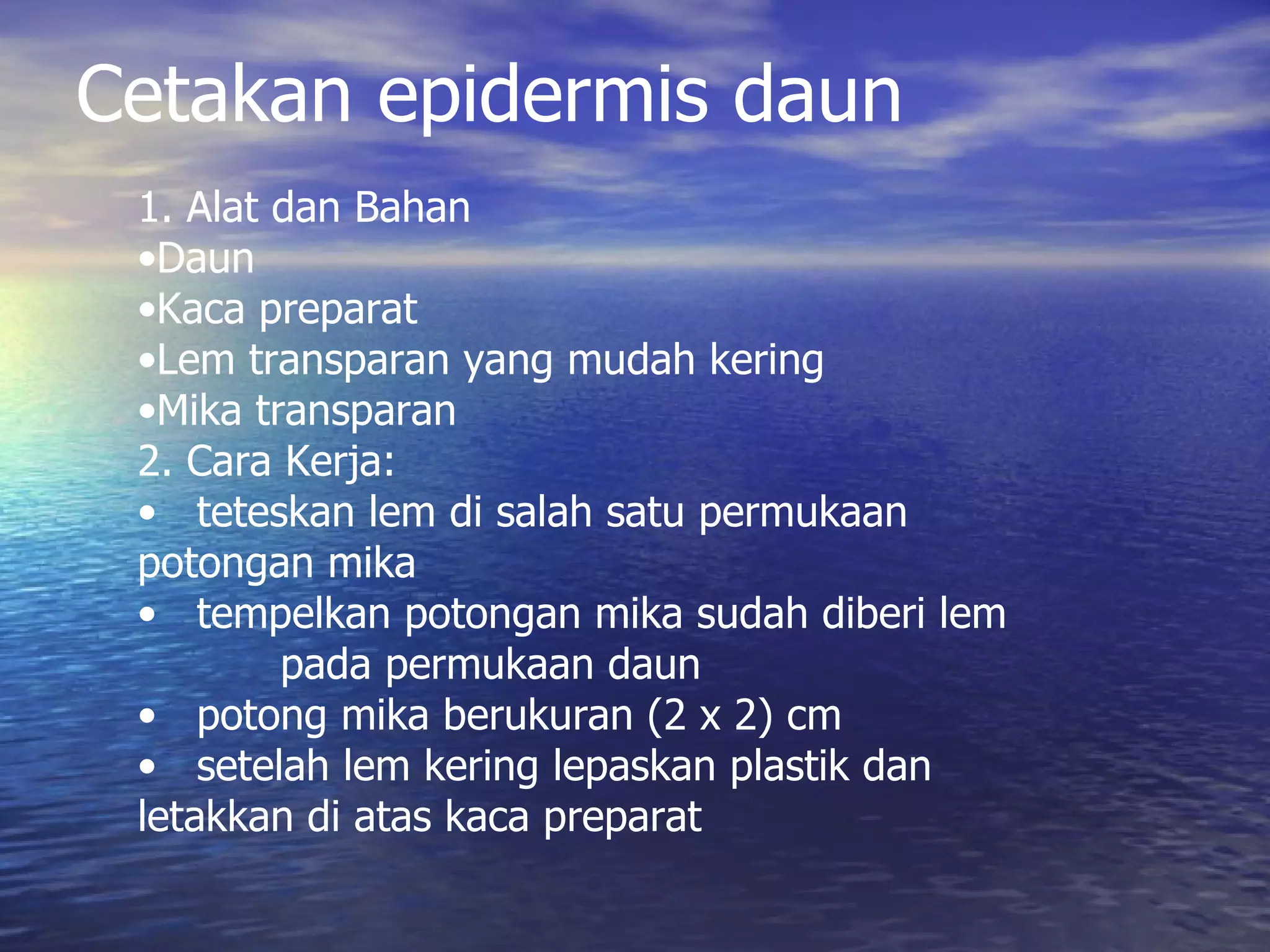 Pembuatan preparat segar | PPT