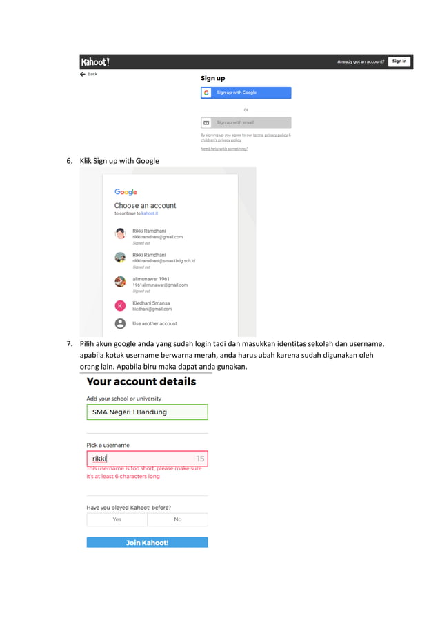 Pembuatan quiz menggunakan kahoot | PDF