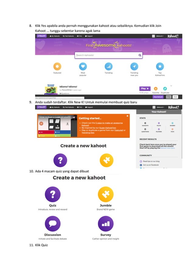 Pembuatan quiz menggunakan kahoot | PDF