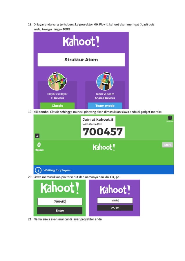 Pembuatan quiz menggunakan kahoot | PDF