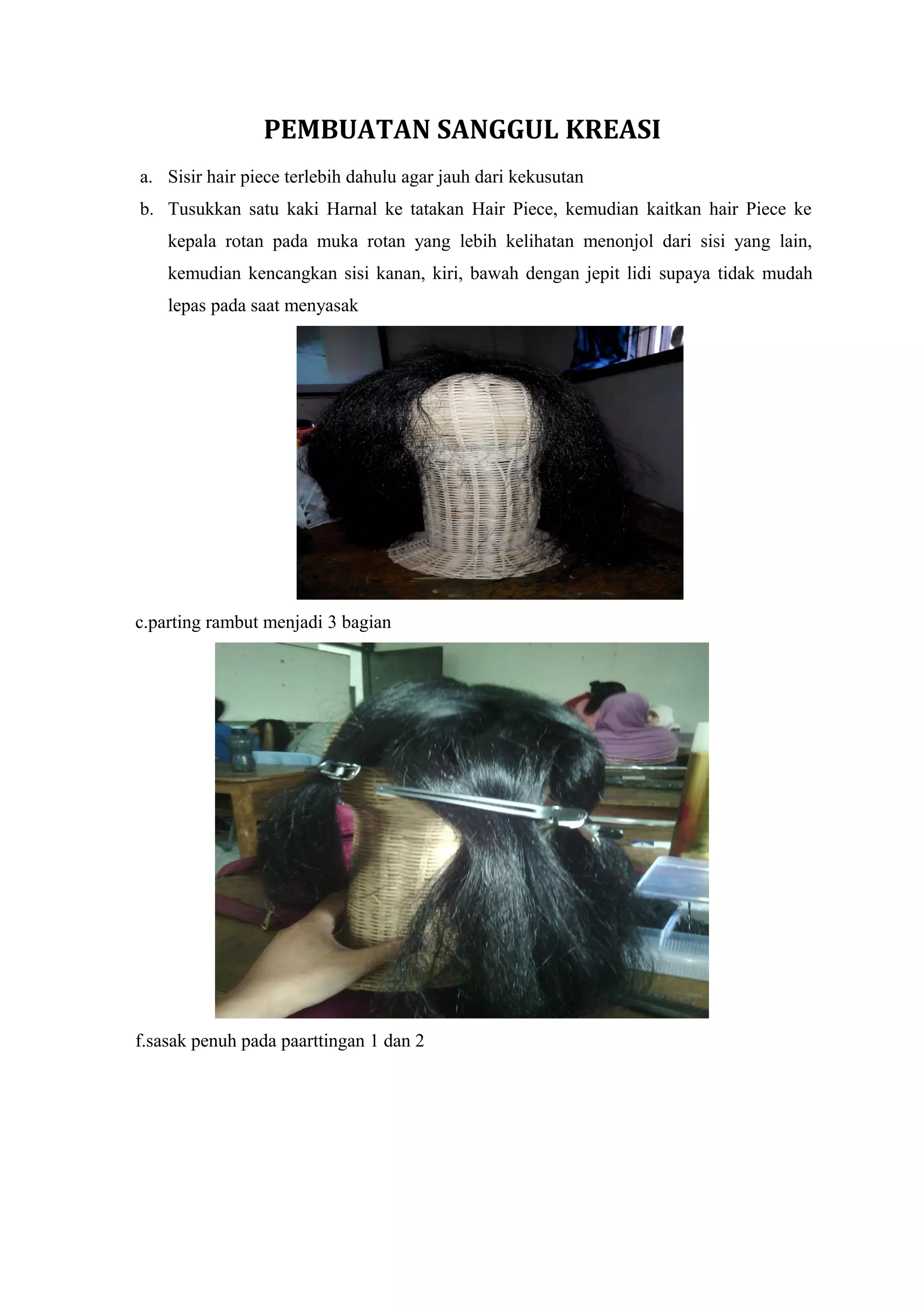 Pembuatan sanggul kreasi | DOC