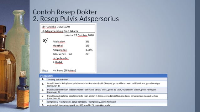 Pembuatan Sediaan Obat berdasarkan resep dokter | PPT