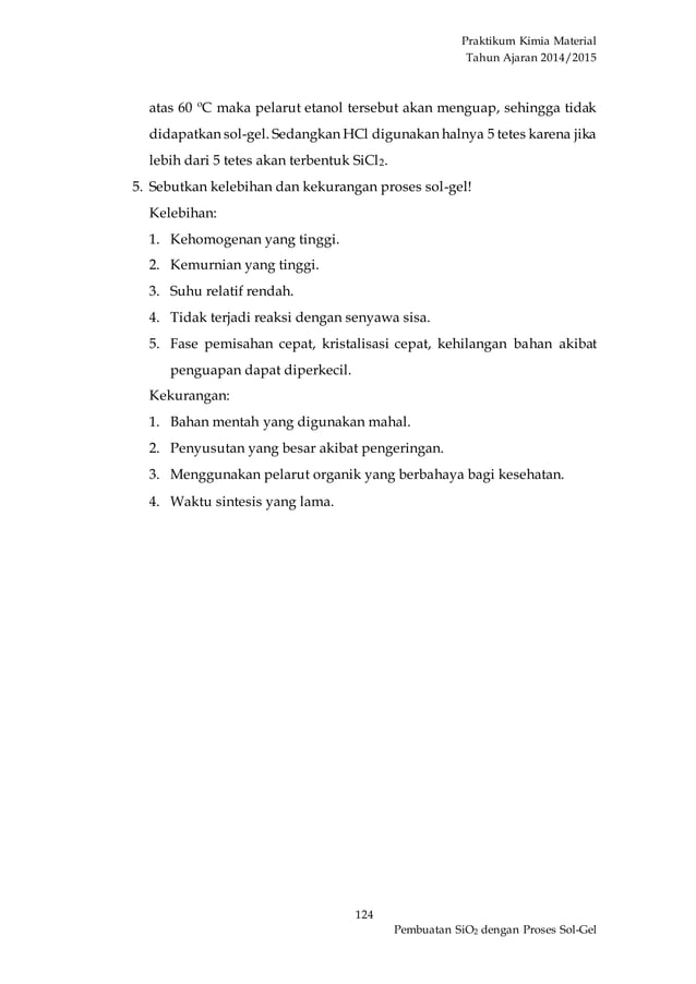 Pembuatan SiO2 dengan metode sol gel | DOCX