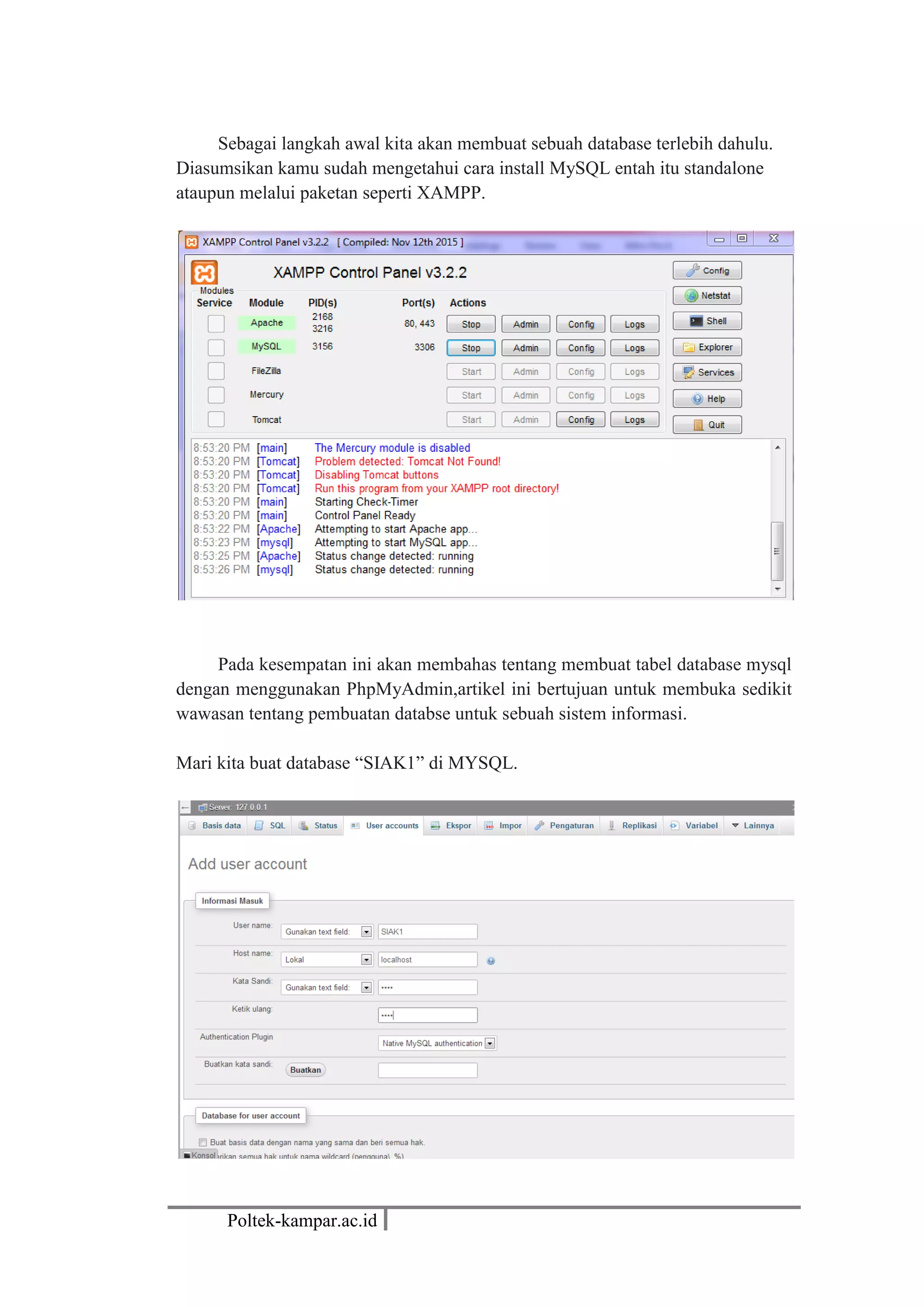 Pembuatan tabel dalam database | PDF