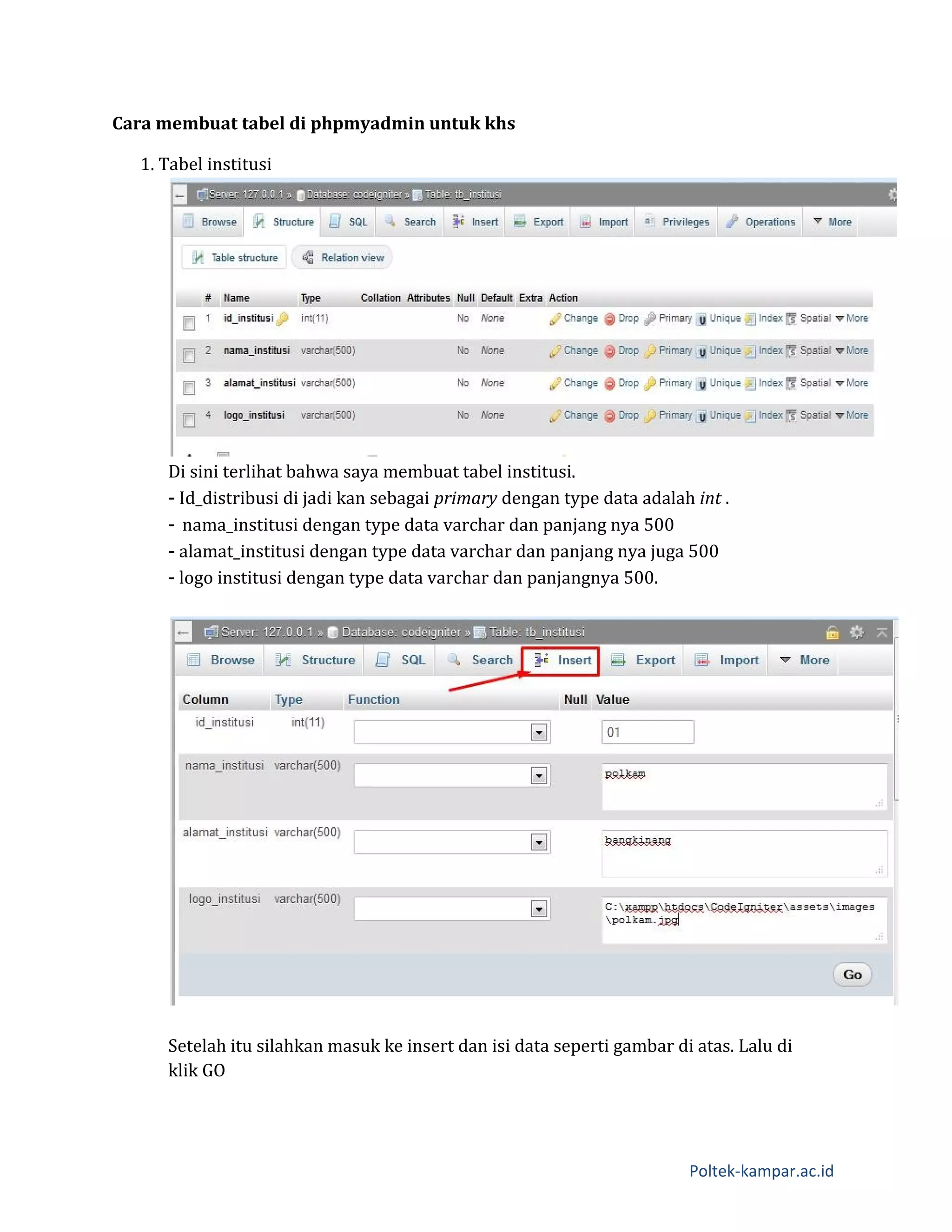 Pembuatan tabel pada database untuk KHS | DOC
