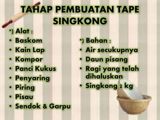 Pembuatan tape singkong kimia terapan_xi ipa 2 | PPTX
