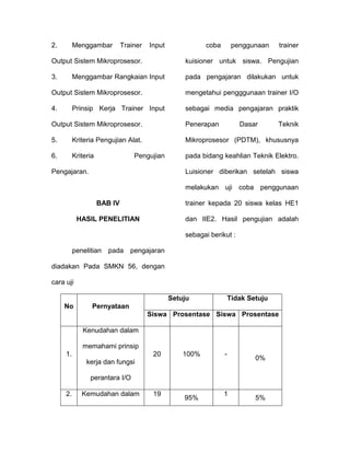 Pembuatan trainer input output mikroprosesor sebagai pengajaran praktik penerapan dasar teknik ...