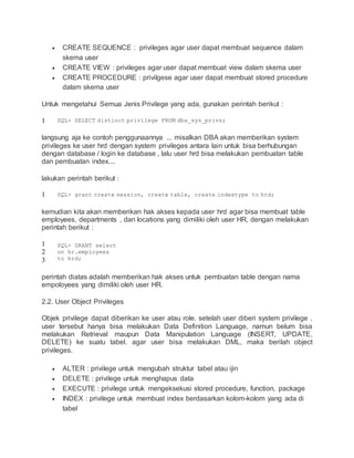 Pembuatan user di oracle | DOCX