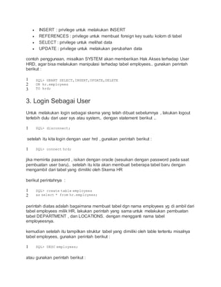 Pembuatan user di oracle | DOCX