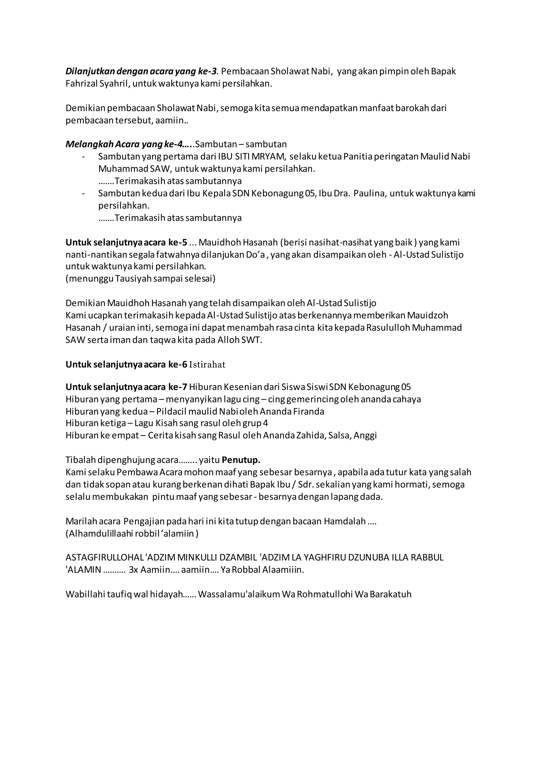 Pembukaan maulid | DOCX