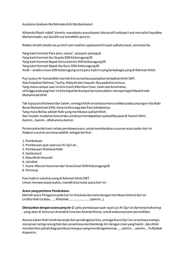 Pembukaan maulid | DOCX