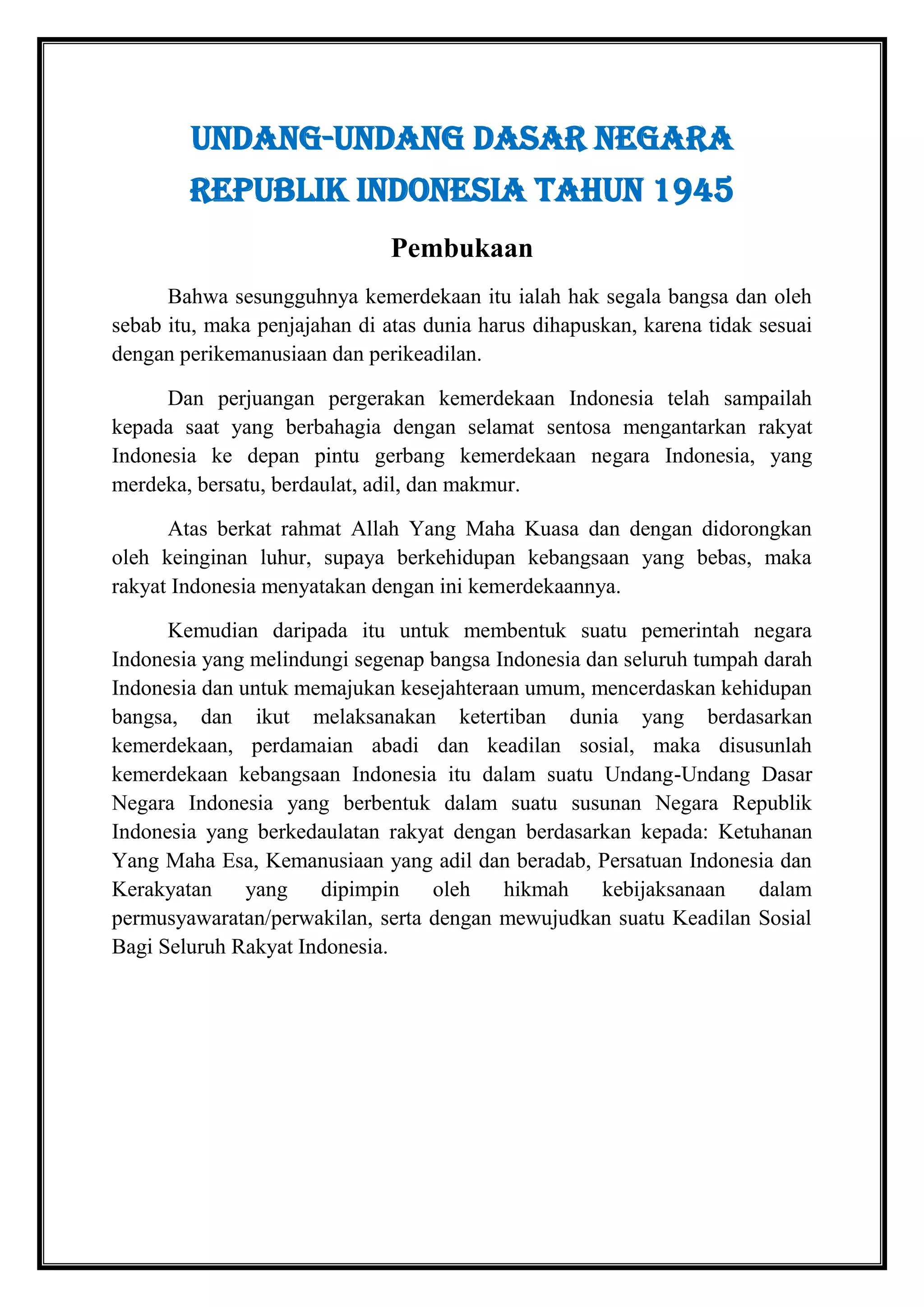 Pembukaan uud 1945 | DOCX