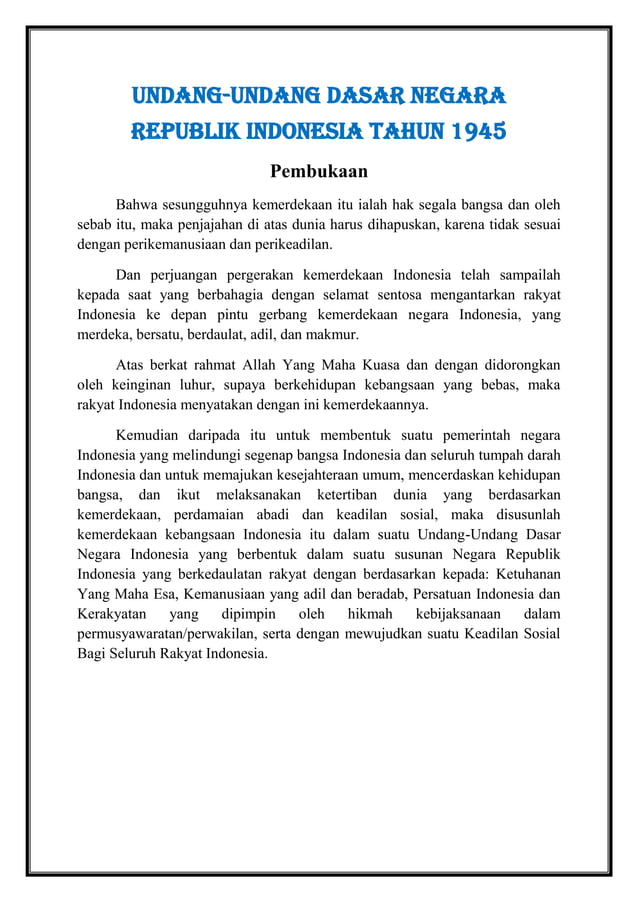 Pembukaan uud 1945 | DOCX