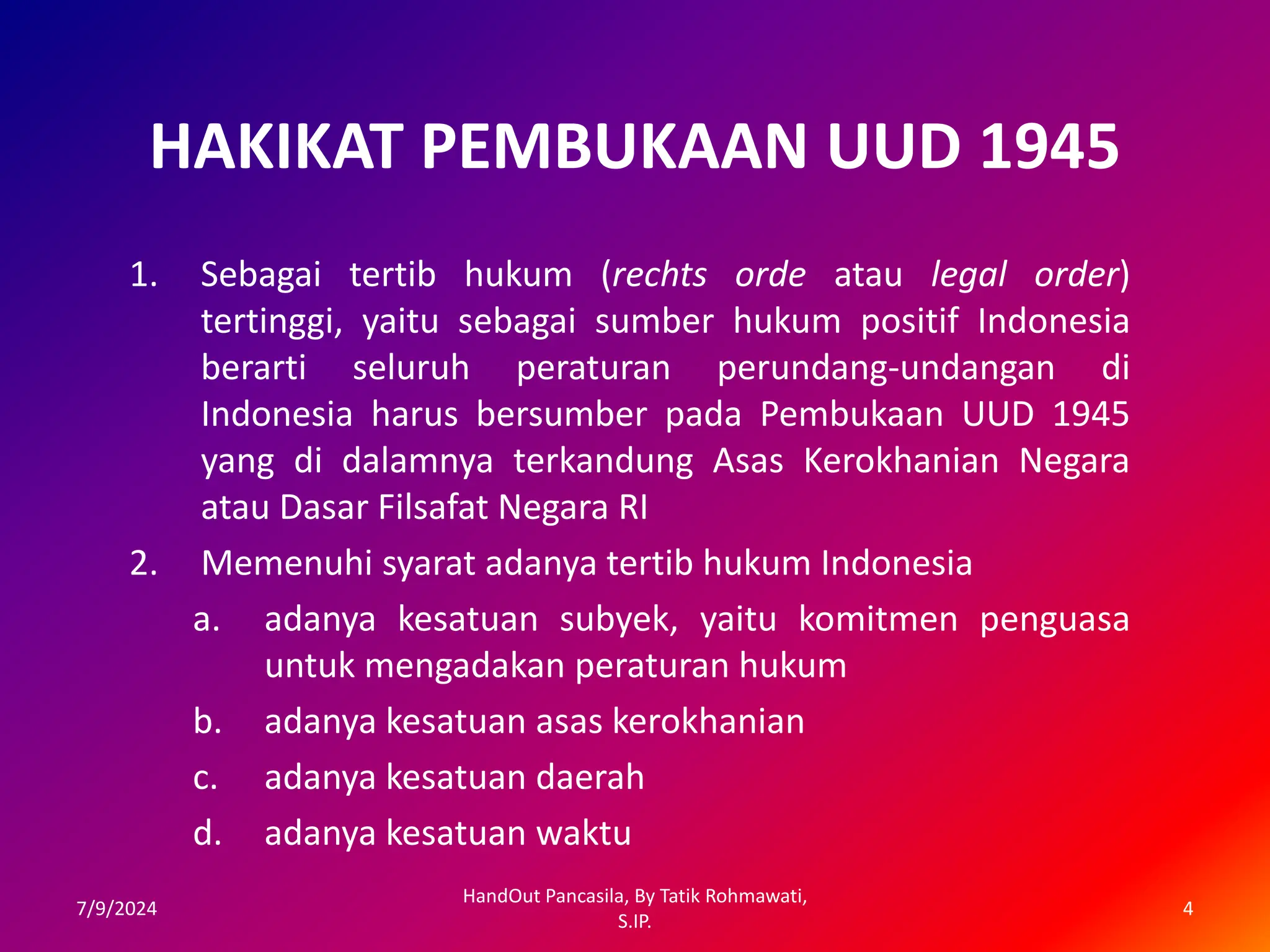PEMBUKAAN undang - undang dasar 1945 1945 | PPTX