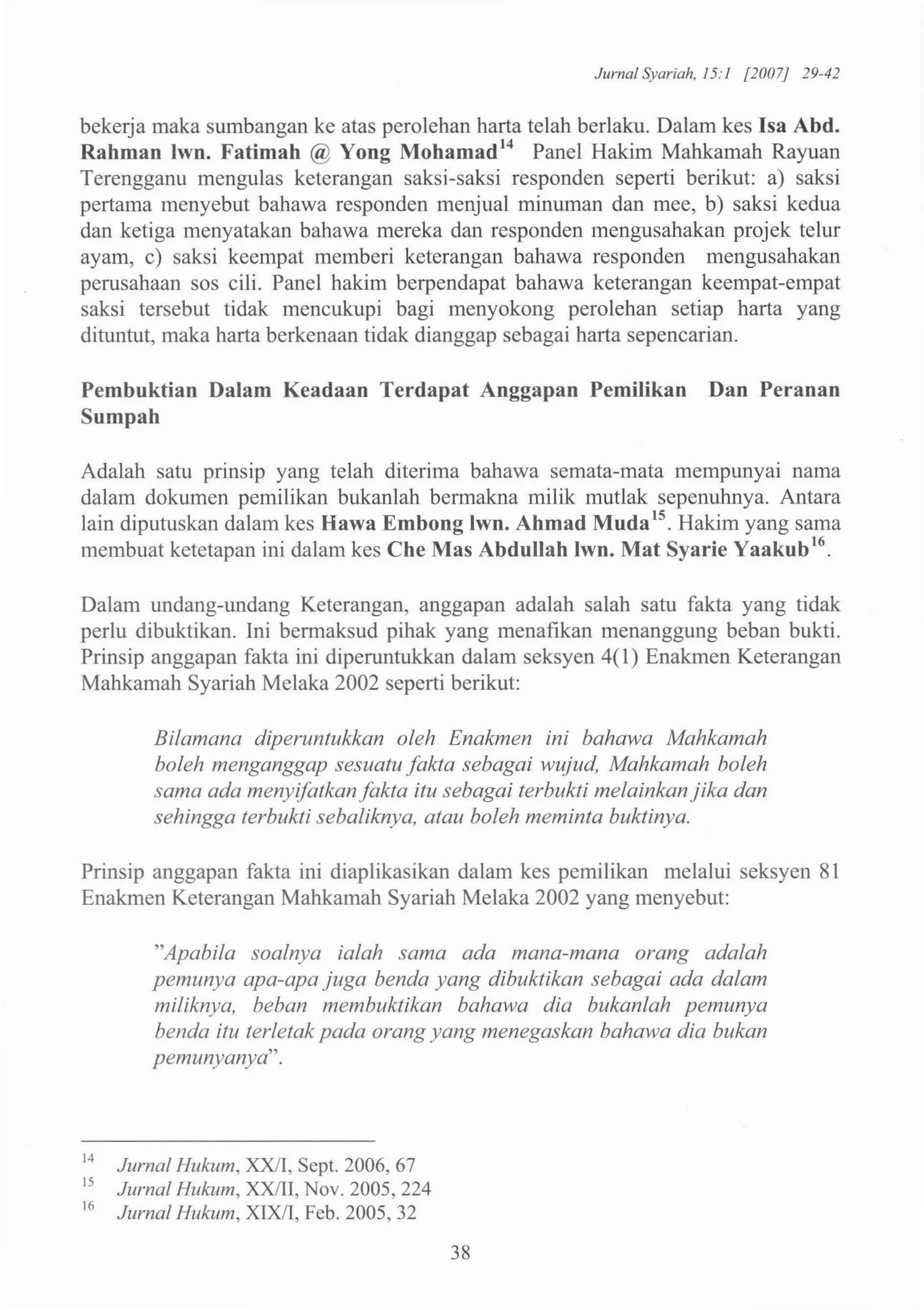 PEMBUKTIAN DALAM KES HARTA SEPENCARIAN DI MAHKAMAH SYARIAH DI MALAYSIA | PDF