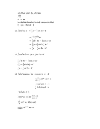 Pembuktian integral trigonometri ivan | DOCX