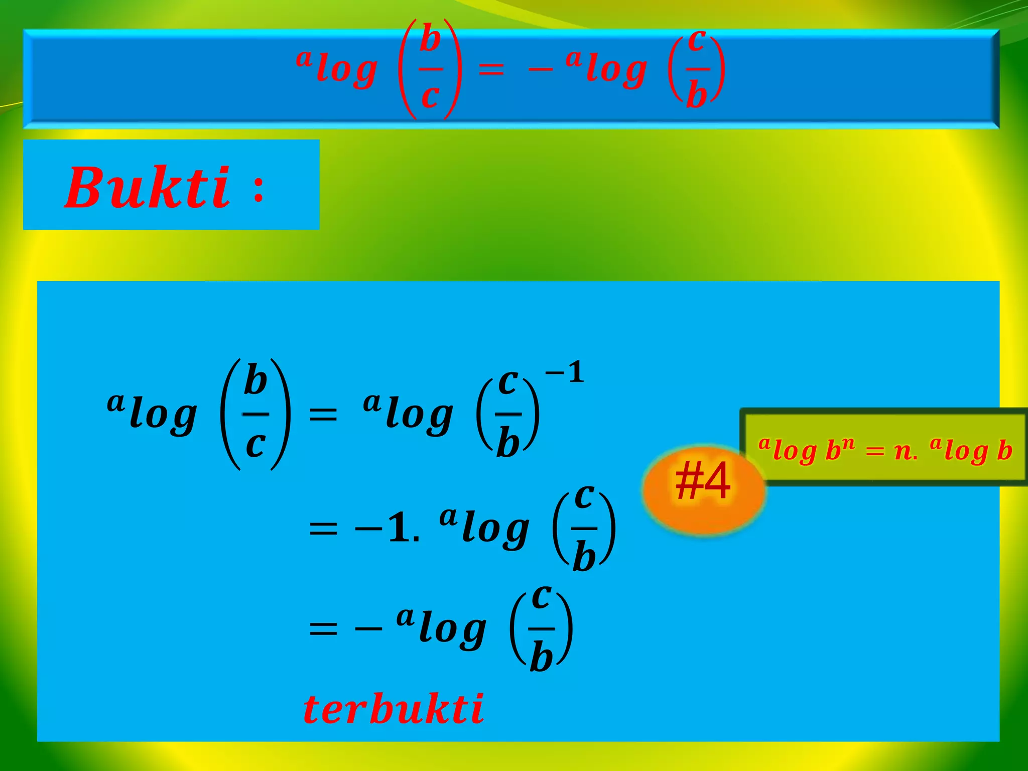 Pembuktian sifat sifat logaritma | PPTX