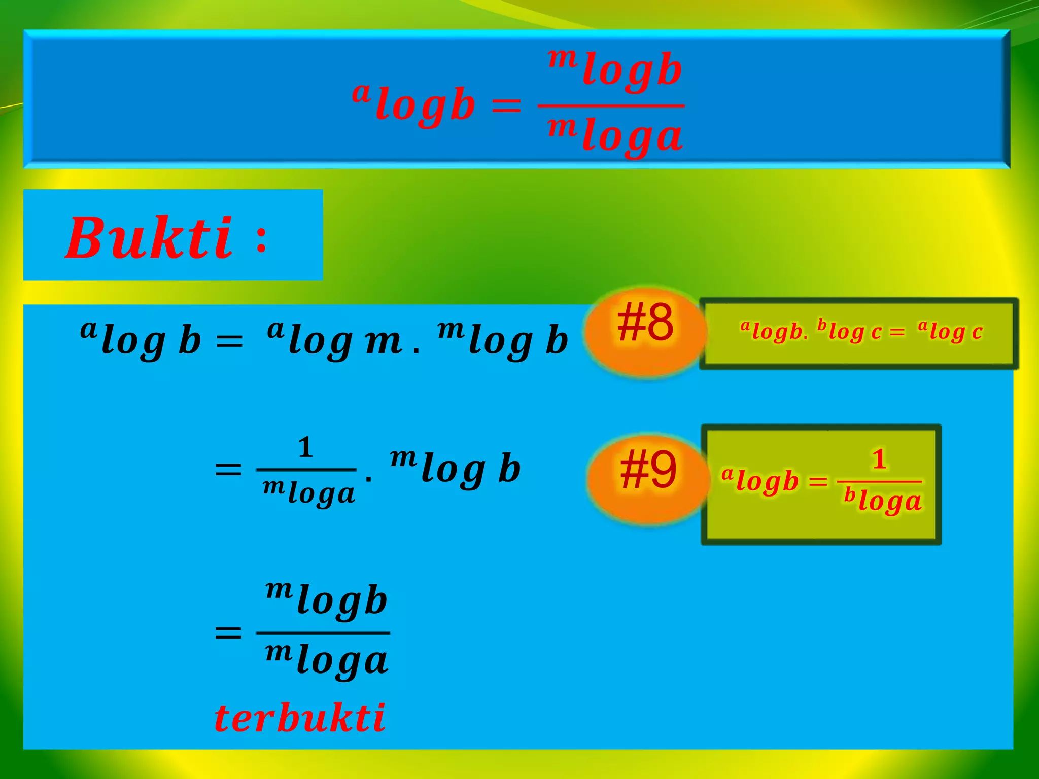 Pembuktian sifat sifat logaritma | PPTX