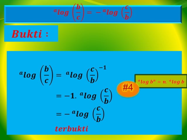 Pembuktian sifat sifat logaritma | PPTX