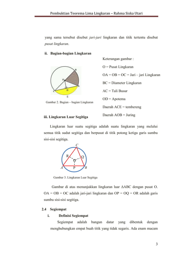 Pembuktian teorema lima lingkaran | DOCX