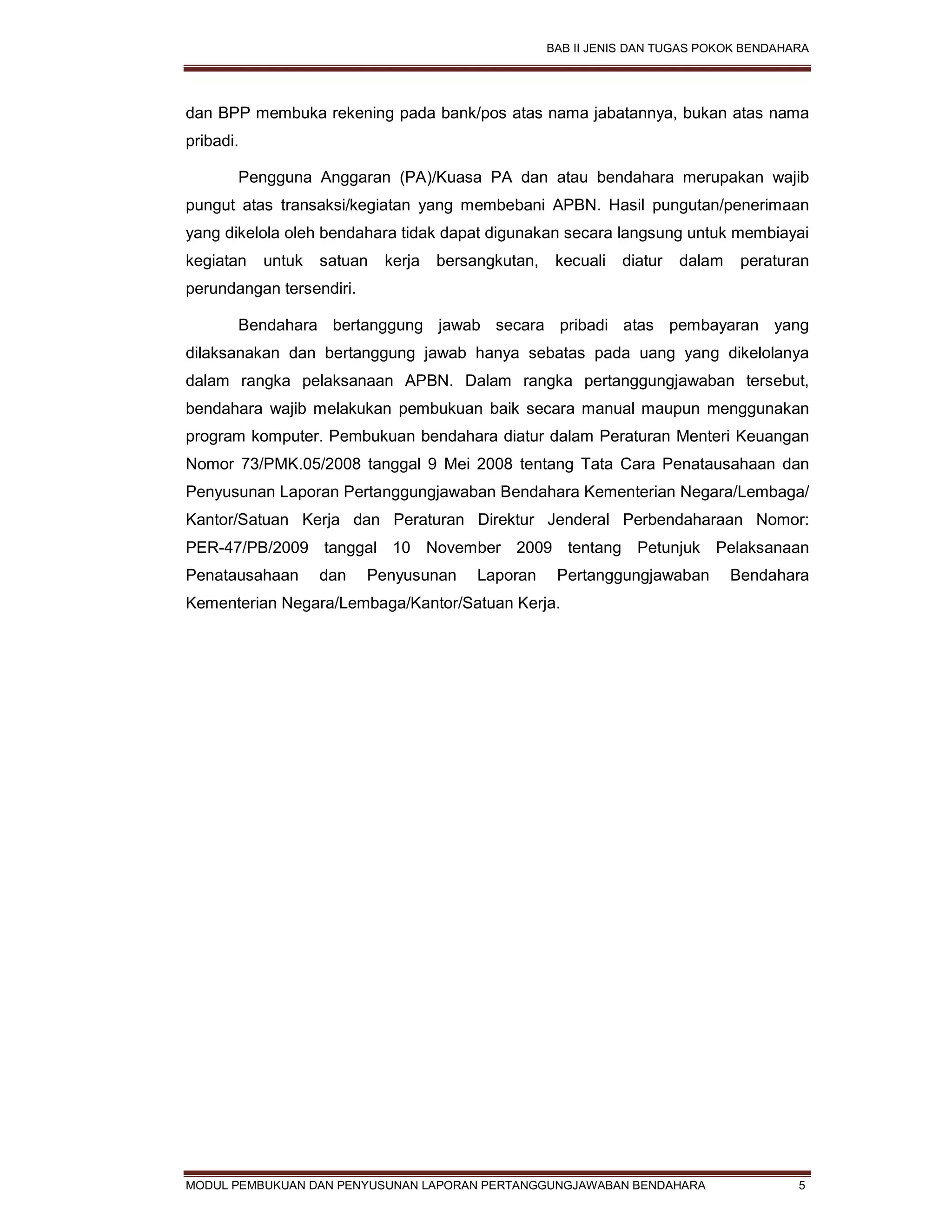 Pembukuan bendahara dan penyusunan lpj | PDF