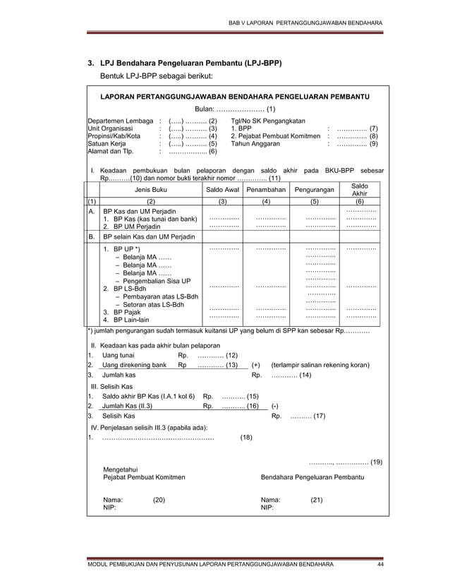 Pembukuan bendahara dan penyusunan lpj | PDF