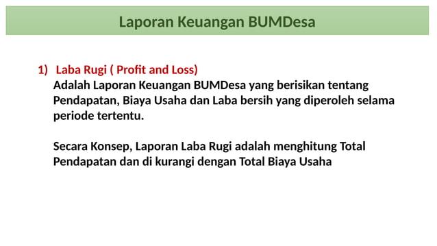 PEMBUKUAN BUMDESA untuk PARA PENGURUS BUMDESApptx | PPTX