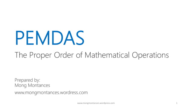 PEMDAS - The Proper Order of Mathematical Operations | PDF
