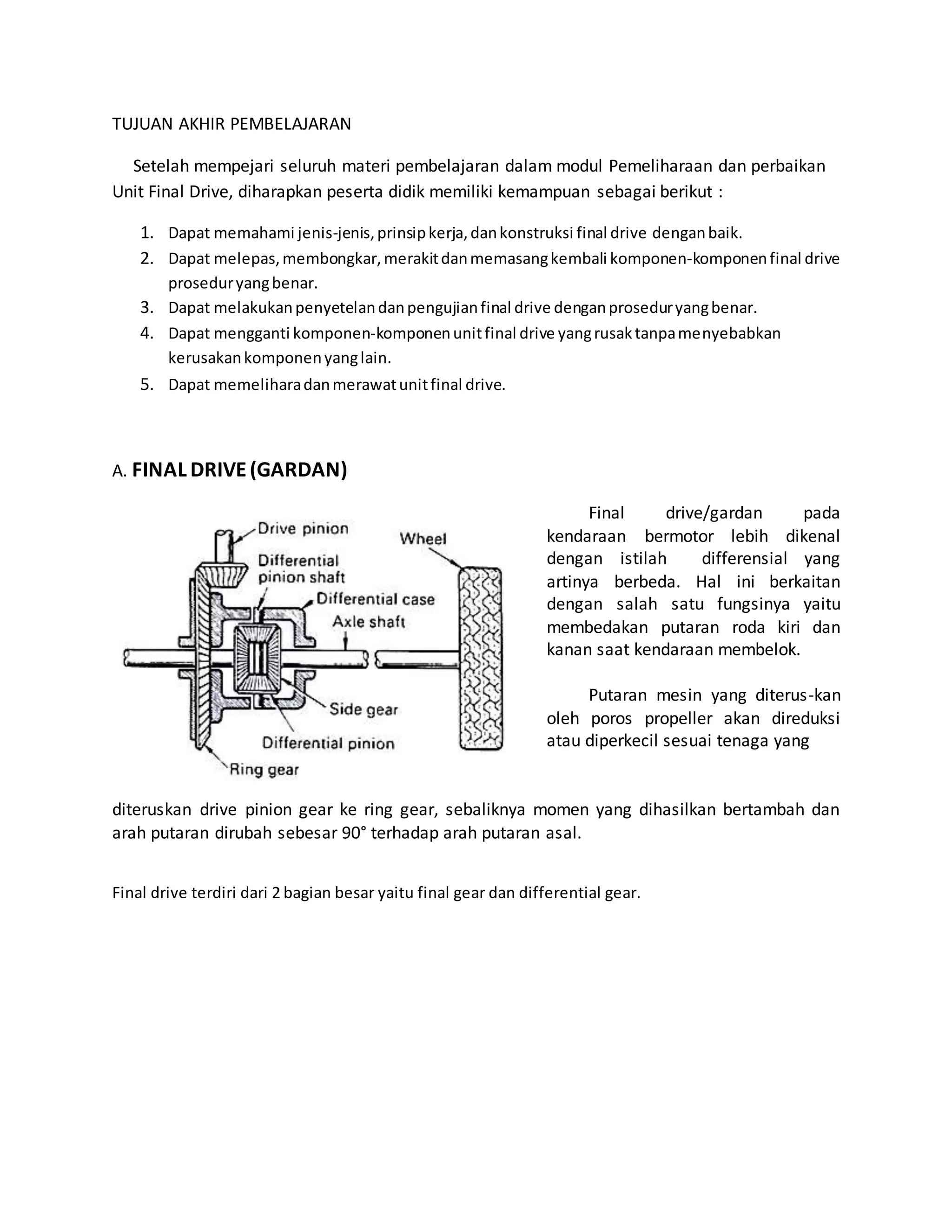Pemeliharaan dan pebaikan diferential (gardan) pak i gusti made am(1) | DOCX