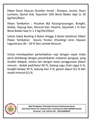 Pemeliharaan Ternak Sapi Potong | PPSX