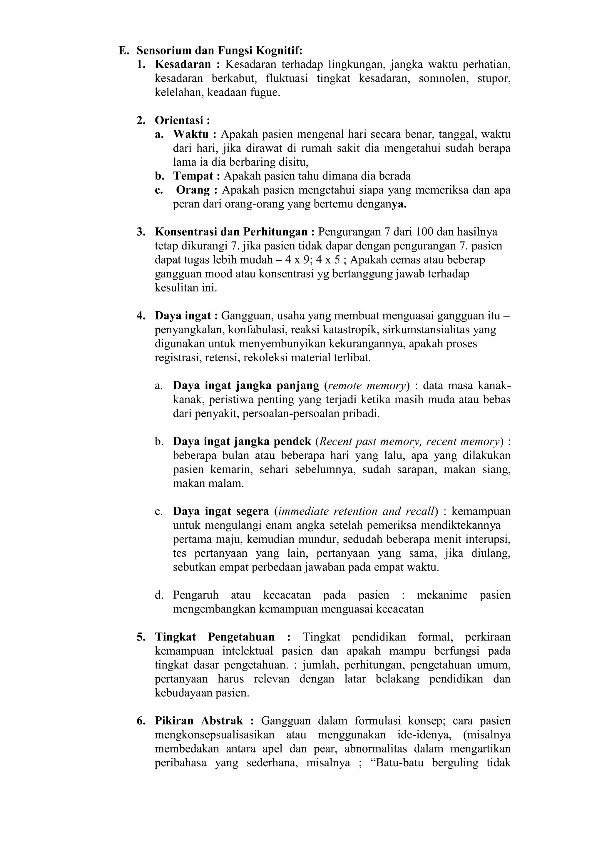 Pemeriksaan status-mental jiwa | PDF