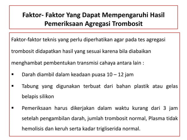 PEMERIKSAAN AGREGASI TROMBOSIT | PPTX