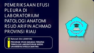 Pemeriksaan Efusi Pleura di laboratorium patologi | PDF