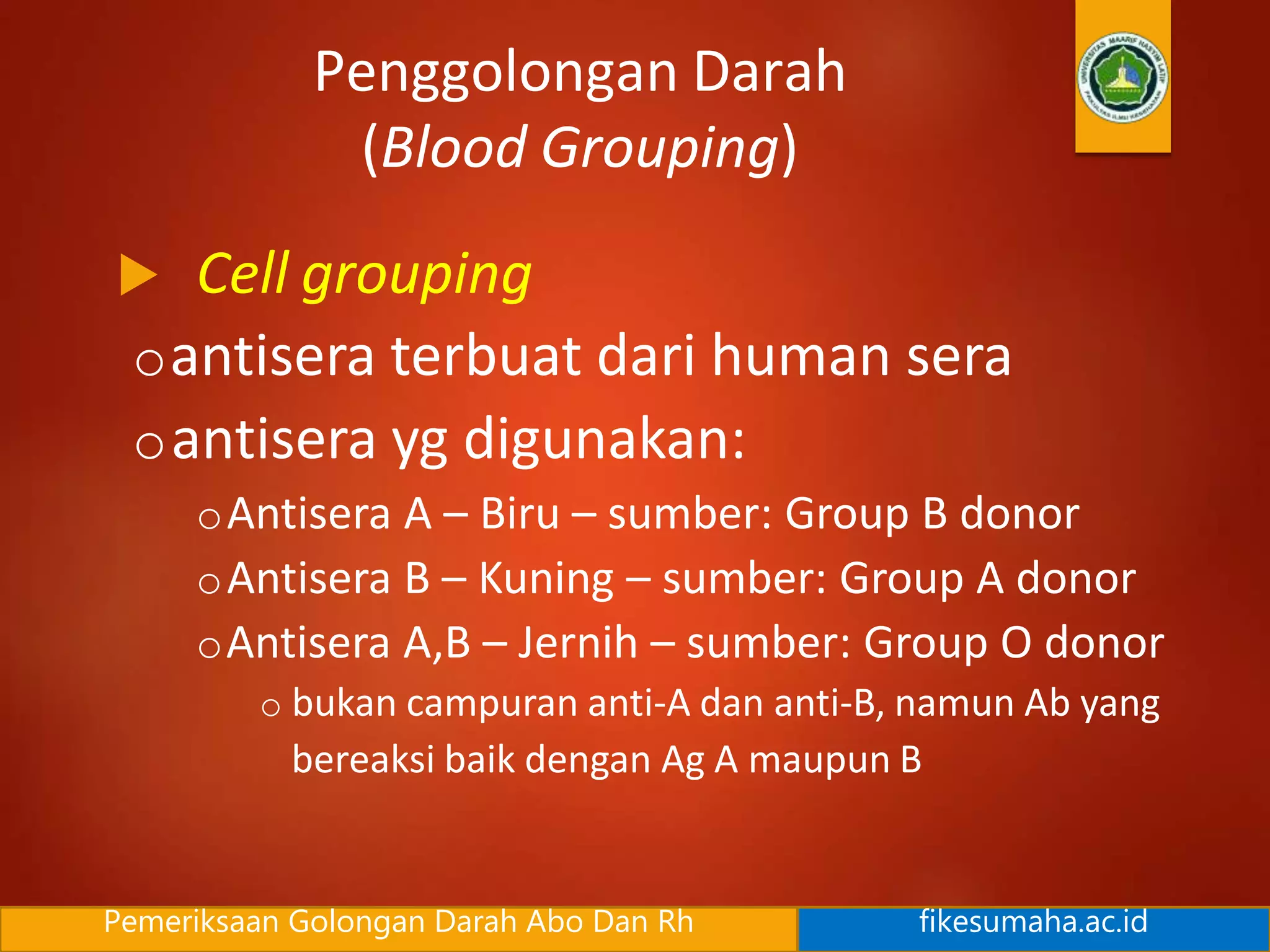 Pemeriksaan Golongan Darah ABO dan Rh | PPTX