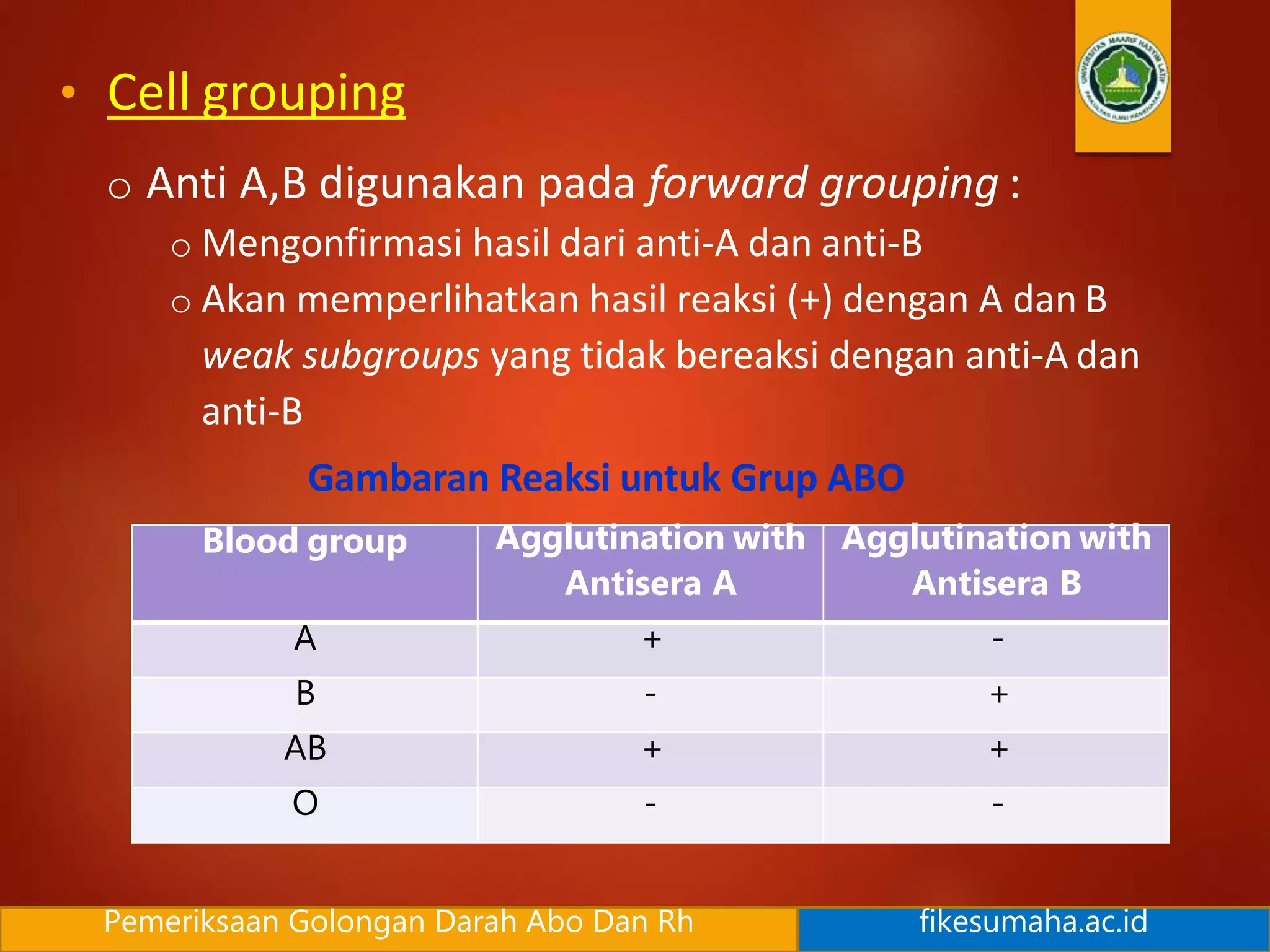 Pemeriksaan Golongan Darah ABO dan Rh | PPTX