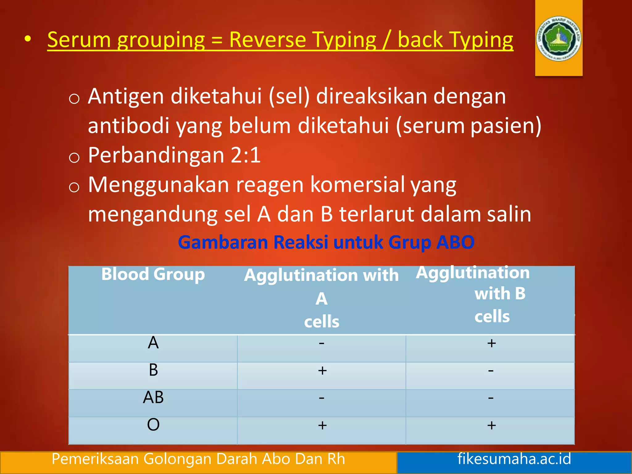 Pemeriksaan Golongan Darah ABO dan Rh | PPTX