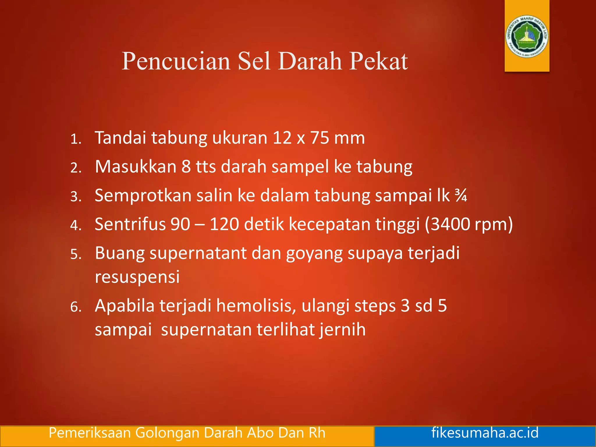 Pemeriksaan Golongan Darah ABO dan Rh | PPTX