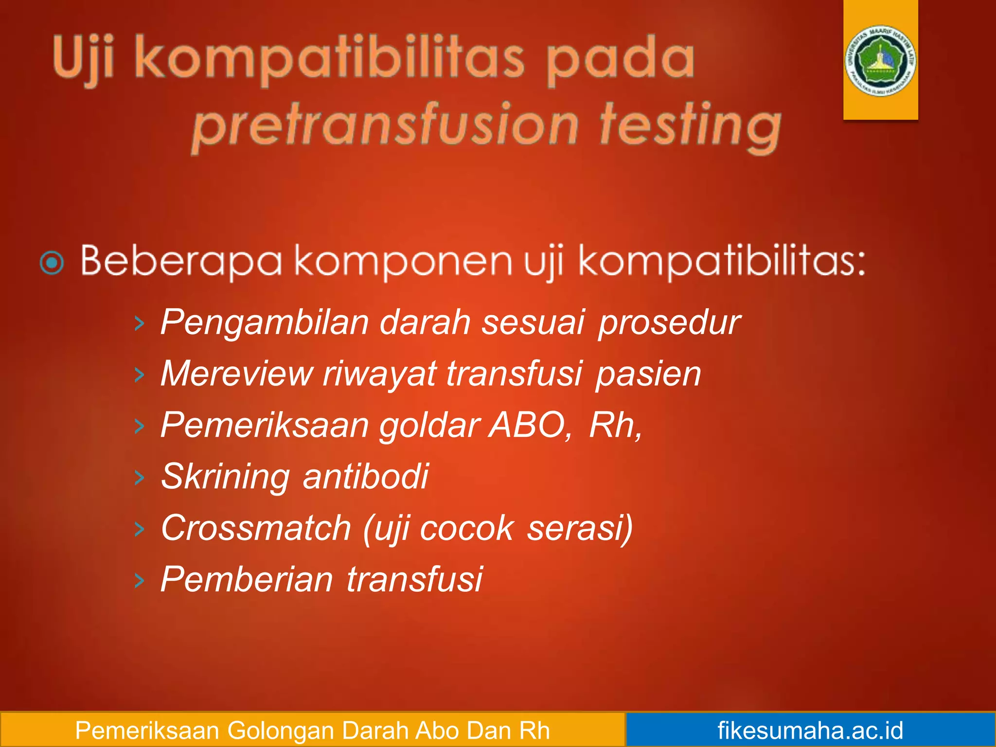 Pemeriksaan Golongan Darah ABO dan Rh | PPTX