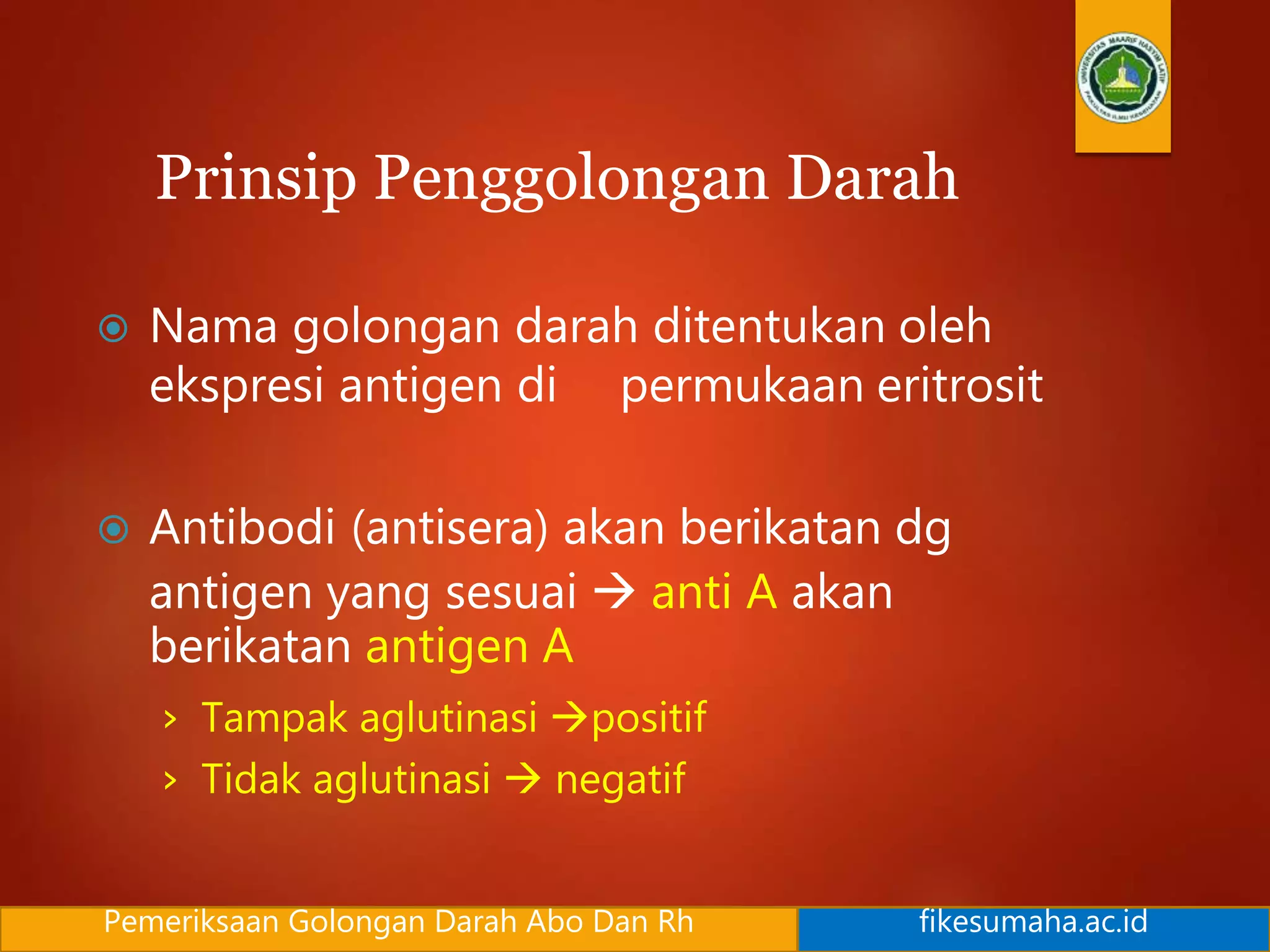 Pemeriksaan Golongan Darah ABO dan Rh | PPTX