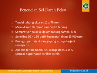 Pemeriksaan Golongan Darah ABO dan Rh | PPTX
