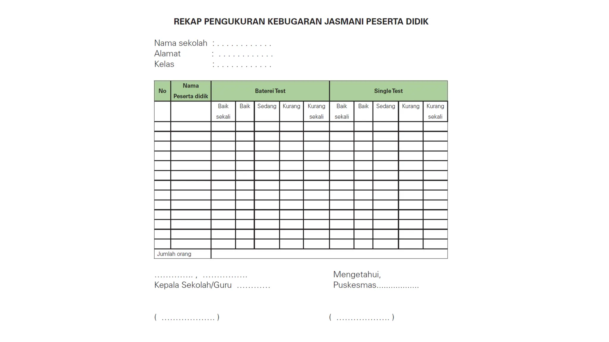 Pemeriksaan Kebugaran Jasmani pada anak sekolah dan pekerja | PDF