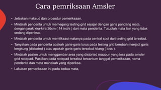 Pemeriksaan lapangan pandang (tes konfrontasi dan amsler | PPTX