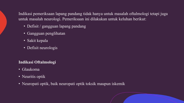Pemeriksaan lapangan pandang (tes konfrontasi dan amsler | PPTX