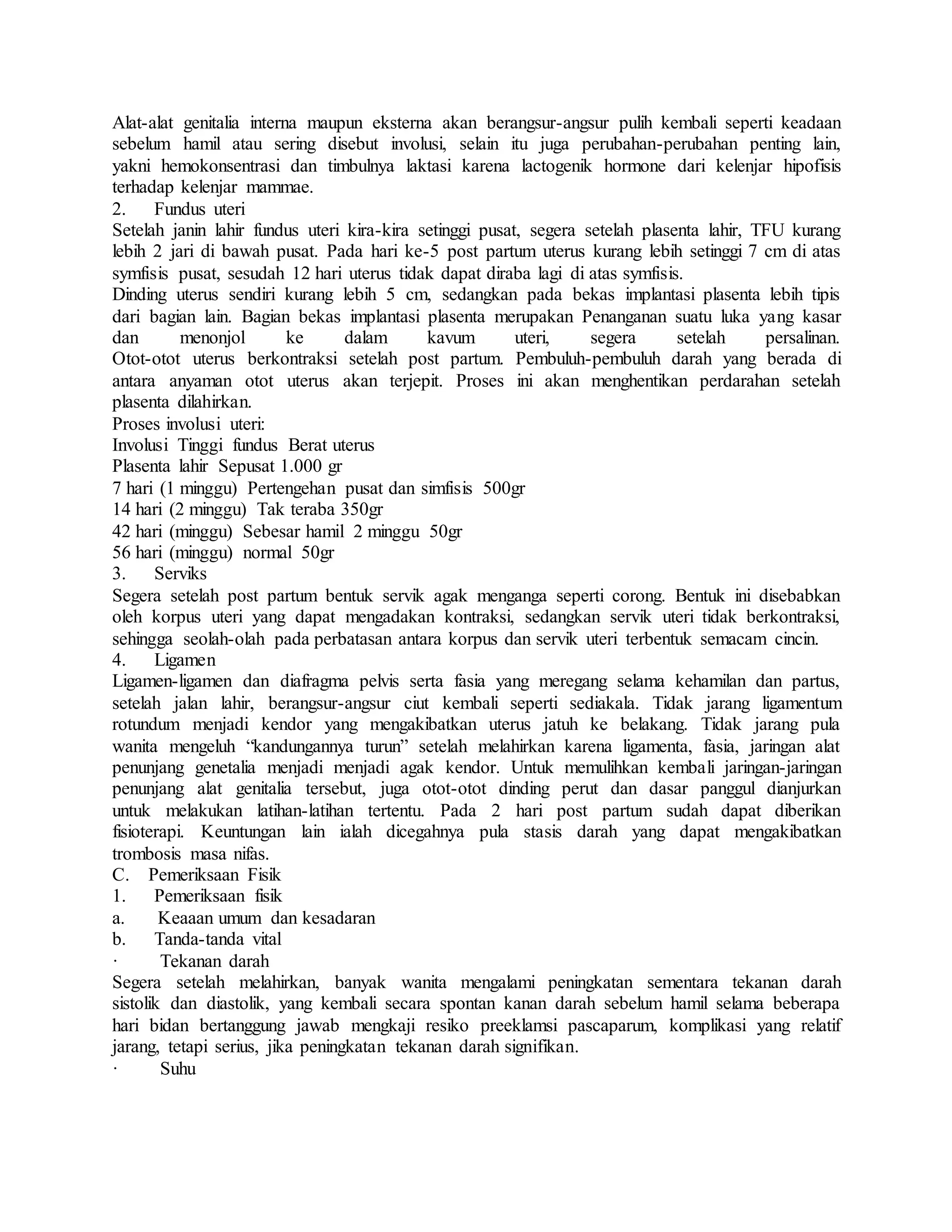 Pemeriksaan penunjang nifas | DOCX