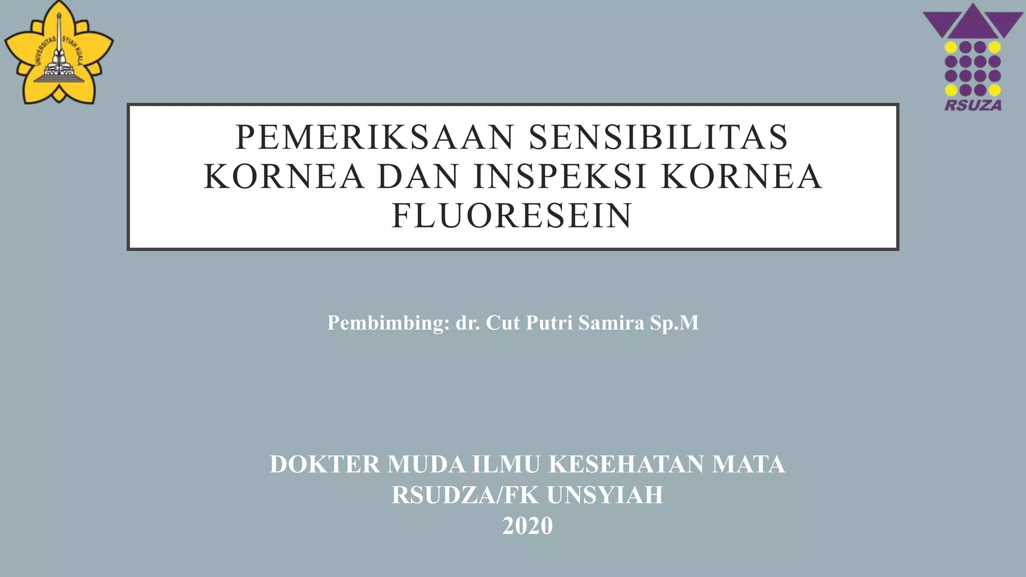 Pemeriksaan sensibilitas kornea dan inspeksi kornea fluoresein | PPTX