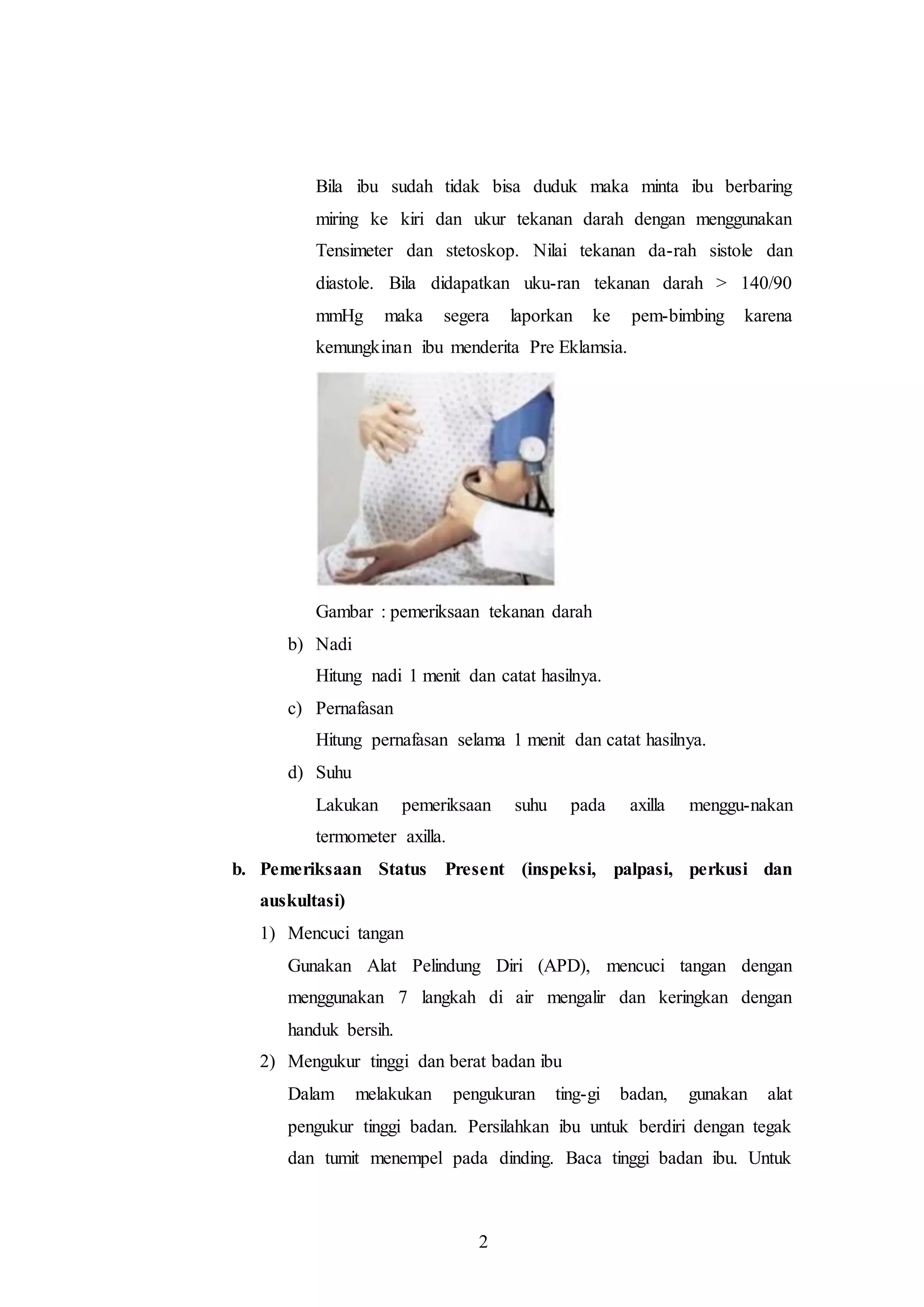 Pemeriksaan umum, pemeriksaan khusus kebidanan dan pemeriksaan ...