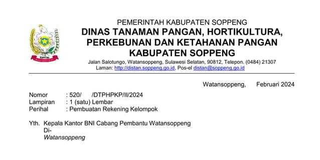 PEMERINTAH KABUPATEN SOPPENG Contoh Surat | DOCX