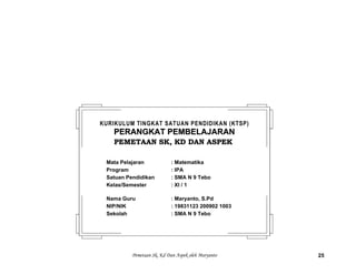 Pemetaan sk-kd-matematika-kelas-xi-ipa-semester-1 - sman9teboschid - maryanto | PPT