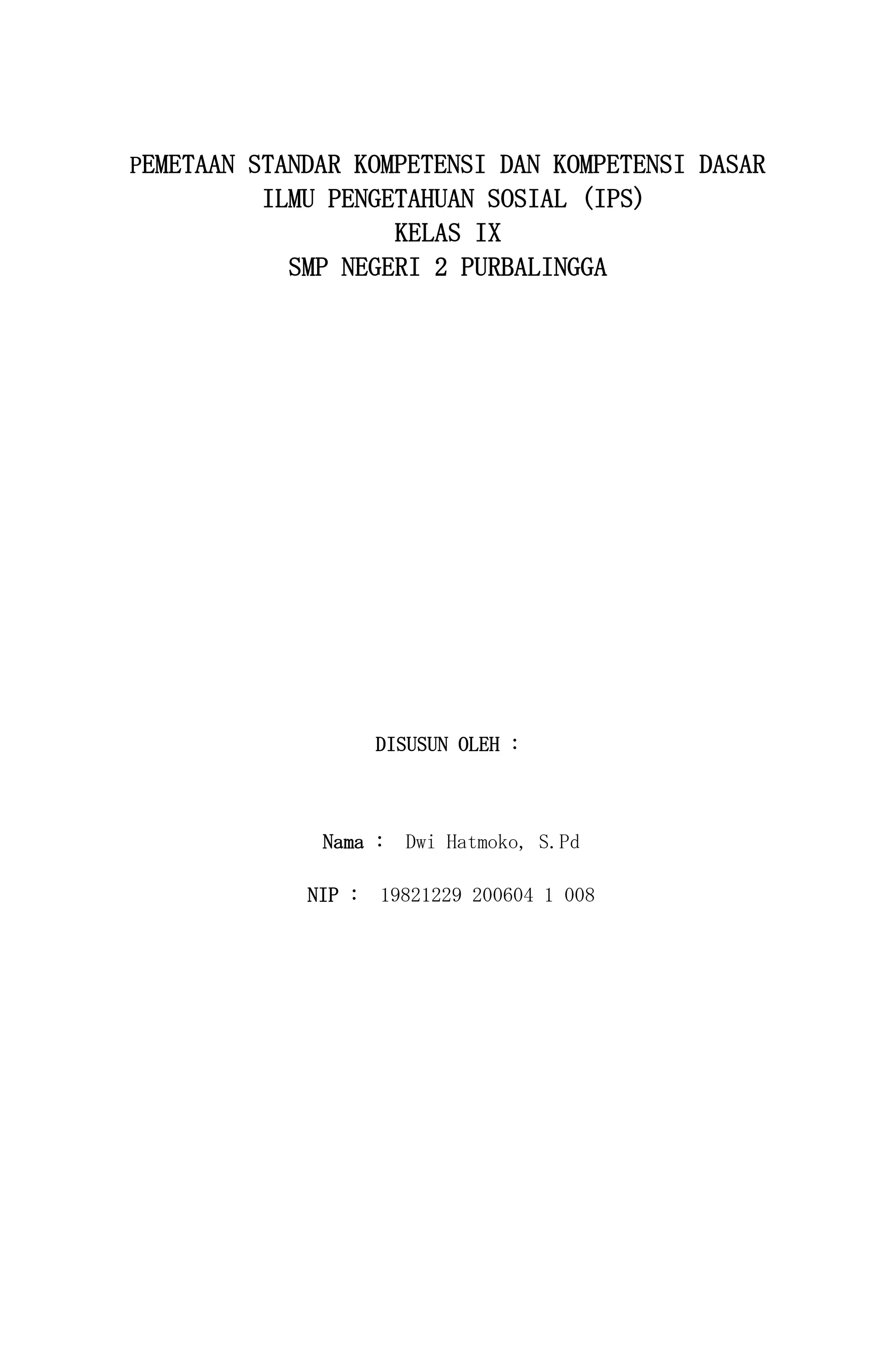 Pemetaan sk dan kd kls ix | DOC