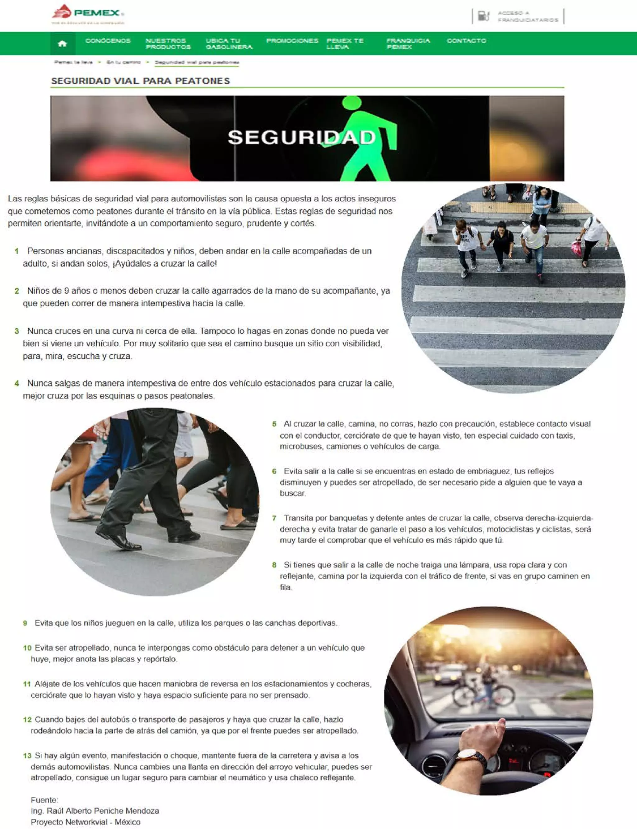 Pemex Difunde Las 13 Reglas Básicas De Seguridad Vial Para Peatones